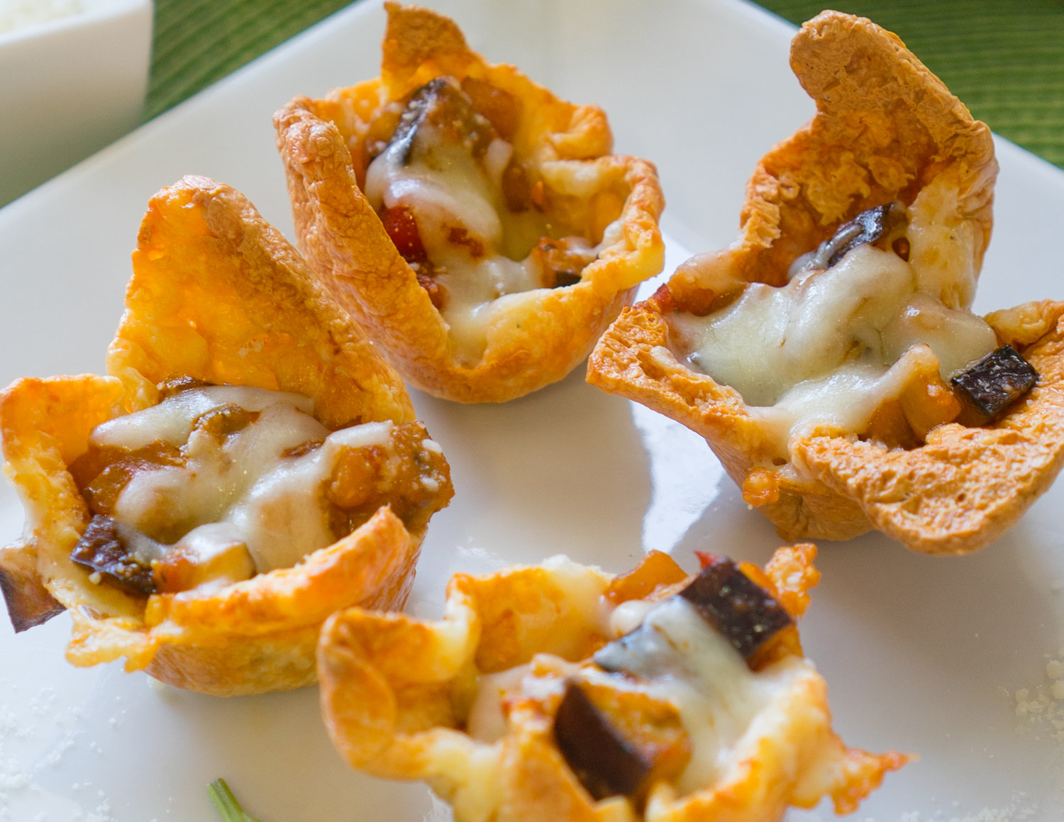 Eggplant Parmesan in a Crispy Mini–Parmesan Folios® Cheese Wraps™ Cup ...
