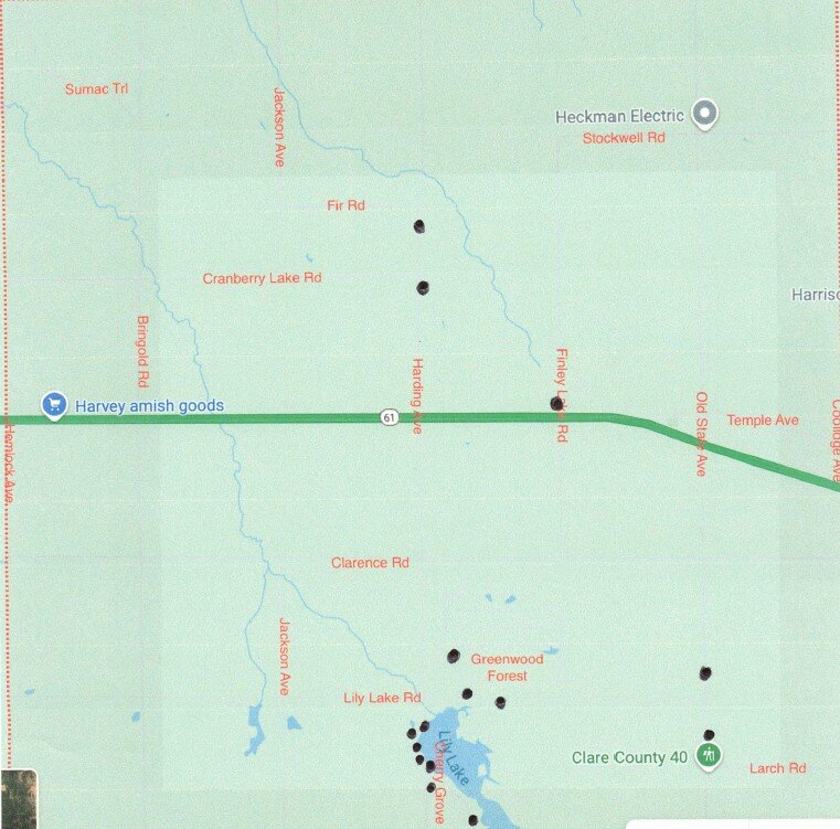 Greenwood Township Christmas Lights Map | Clare County Cleaver