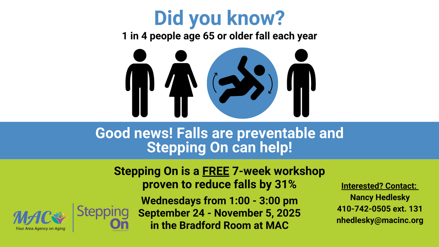 Free Stepping On Workshop helps prevent falls! | Bay to Bay News