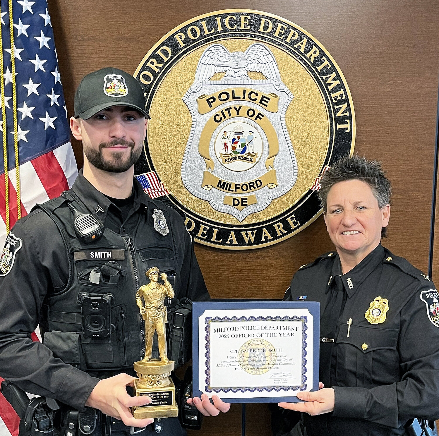 Milford police honor top officer, civilian employee for 2025 | Bay to ...