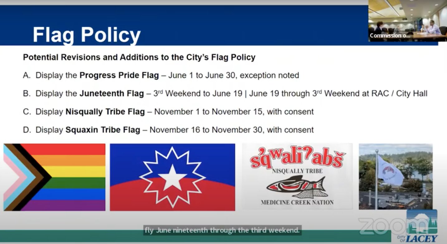 Colorful and inclusive equity in flags for Lacey with the new revisions ...
