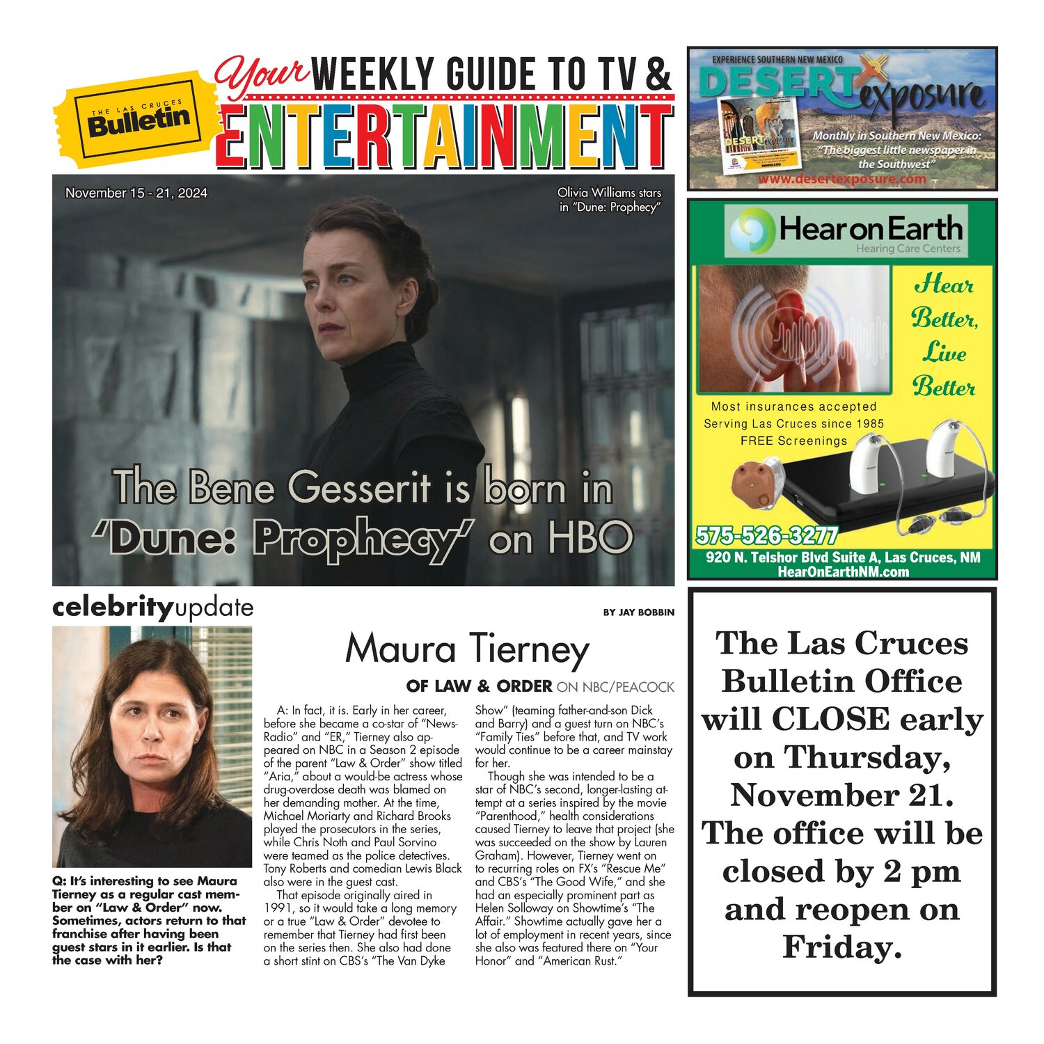 11/15/24 TV-ENTERTAINMENT GUIDE WEEKLY | Las Cruces Bulletin