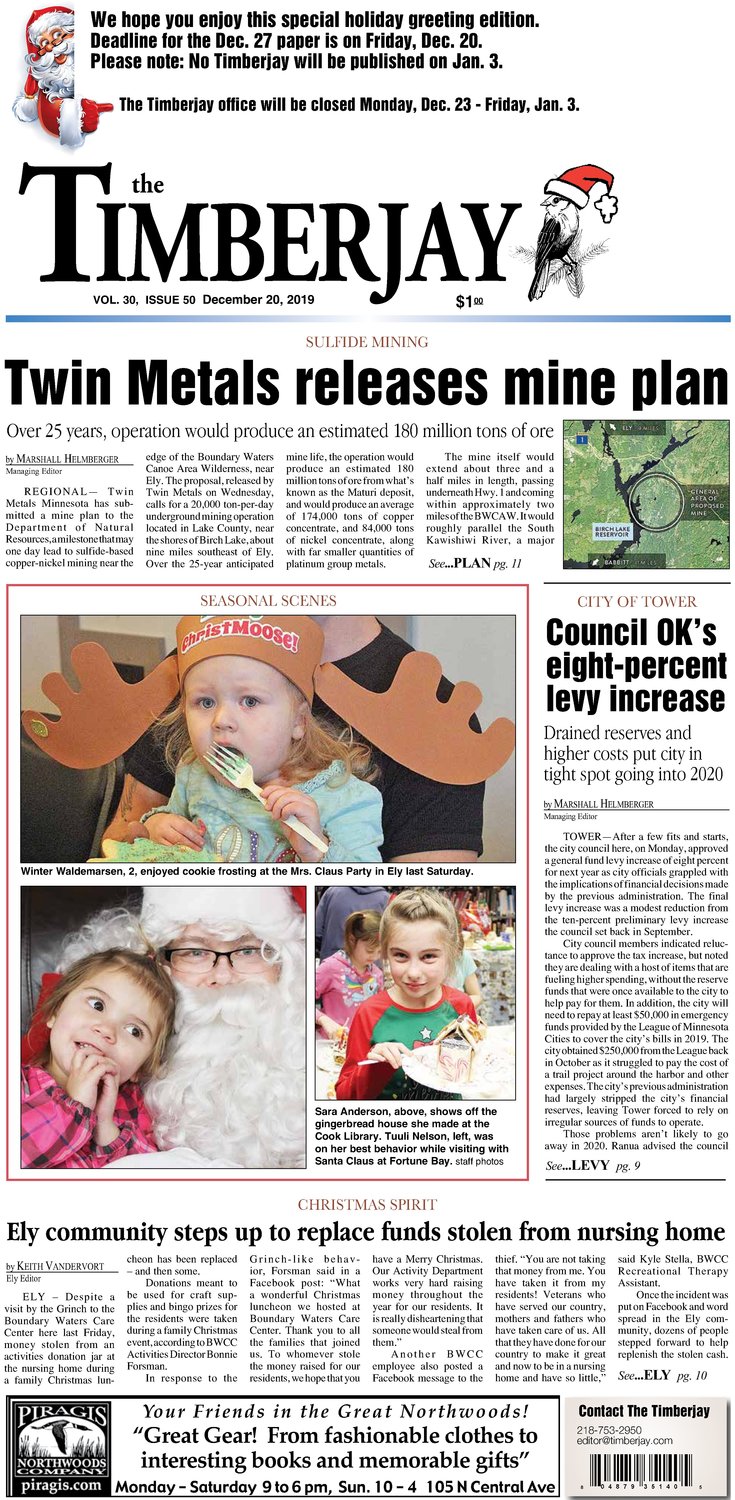 December 20, 2019 e-edition - The Timberjay