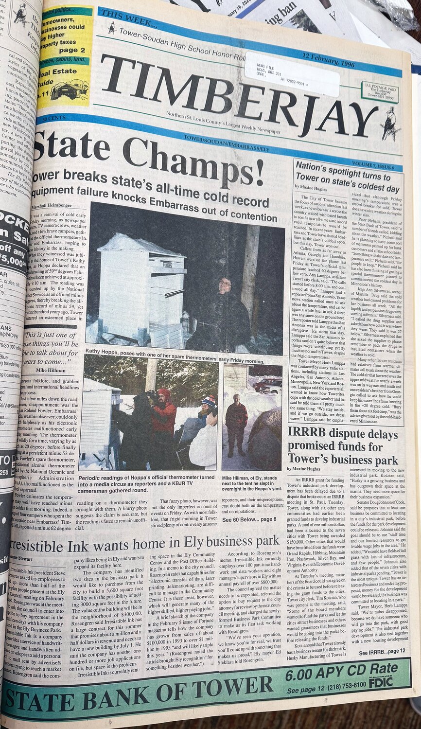 Tower’s record cold still unmatched 30 years later - The Timberjay